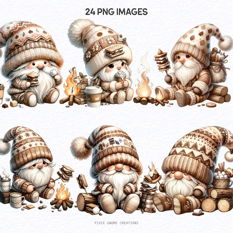 Watercolor Smores Gnome Clipart Bundle Png, Let's Get Toasted, Camping ...