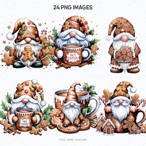 Watercolor Christmas Gnome Clipart PNG Bundle, Santa Claus Christmas ...