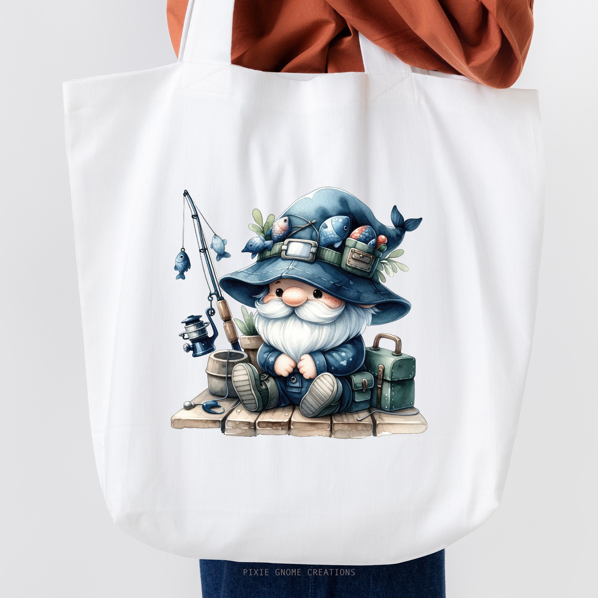 Watercolor Fishing Gnome Clipart Bundle Png, Fisherman Gnome, Fly ...