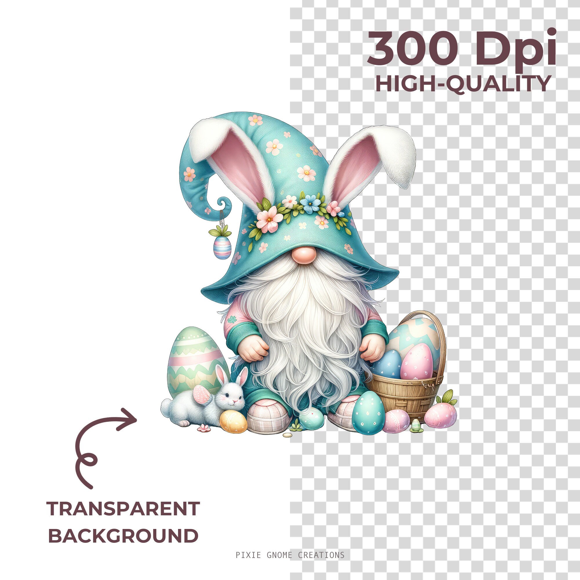 Watercolor Easter Eggs Gnome Png Clipart Bundle, Chicks Eggs, Garden ...