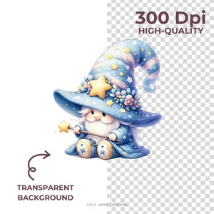 Watercolor Wizard Magic Gnome Clipart PNG Bundle, Fantasy Gnomes, Magic ...