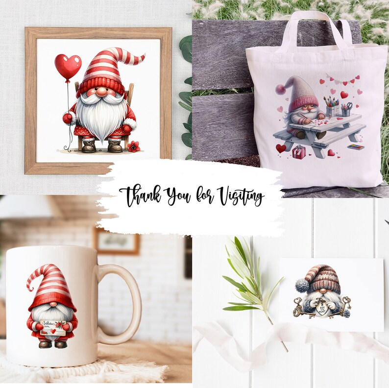 Watercolor Valentines Gnomes Clipart, Valentines Day Clipart Bundle ...