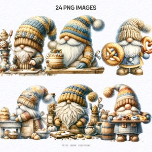 Watercolor Baker Gnome, Gnome Pastry Chef Clipart, Chef Gnome Clipart ...