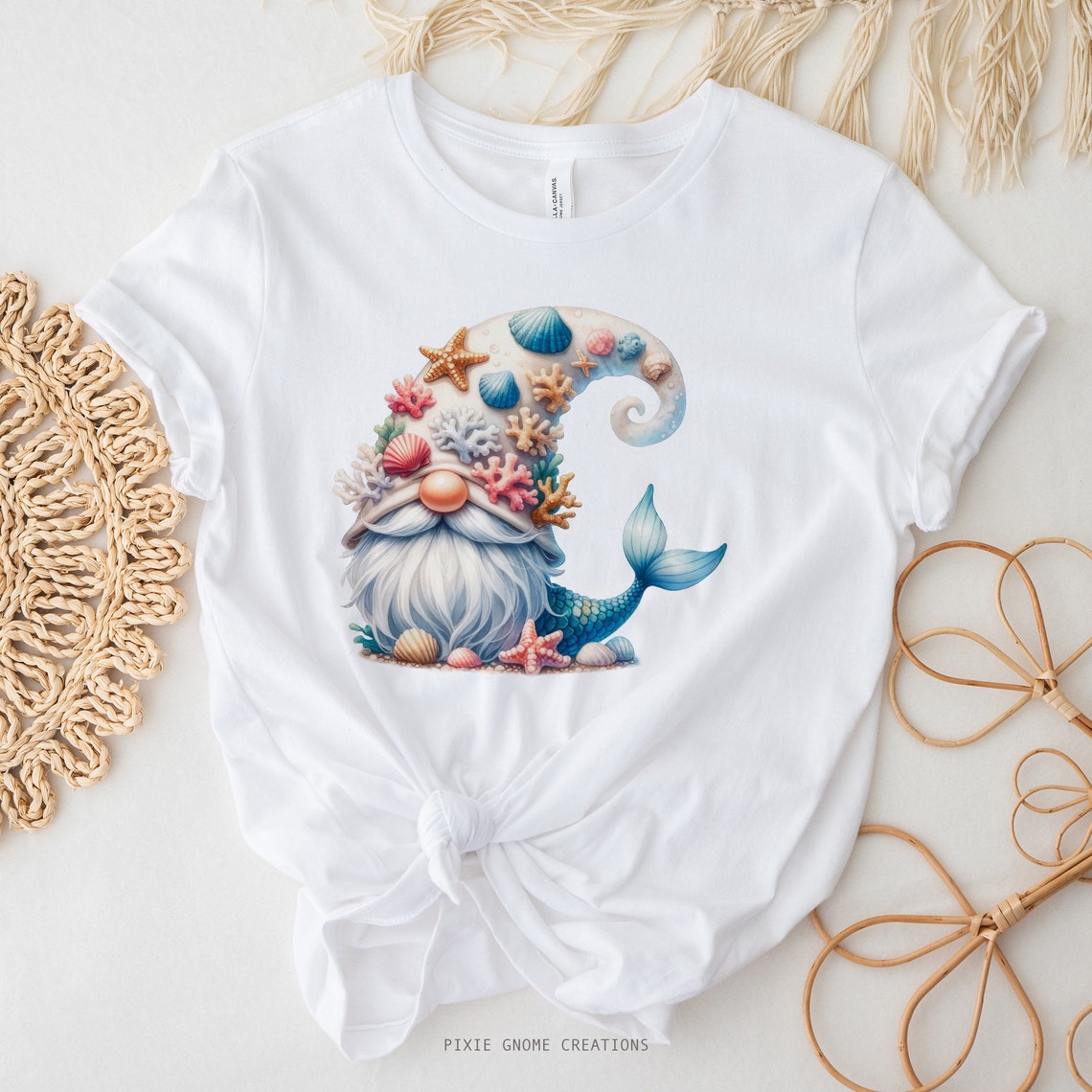 Watercolor Mermaid Gnome Clipart Bundles, Cute Fairytale Clipart ...