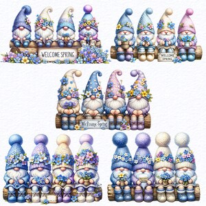 Watercolor Forget Me Not Flower Wreath Gnome Clipart Bundles, Gnome ...