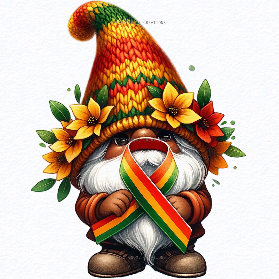 Watercolor Juneteenth Gnome Gnome Png Clipart Bundle, Black History ...