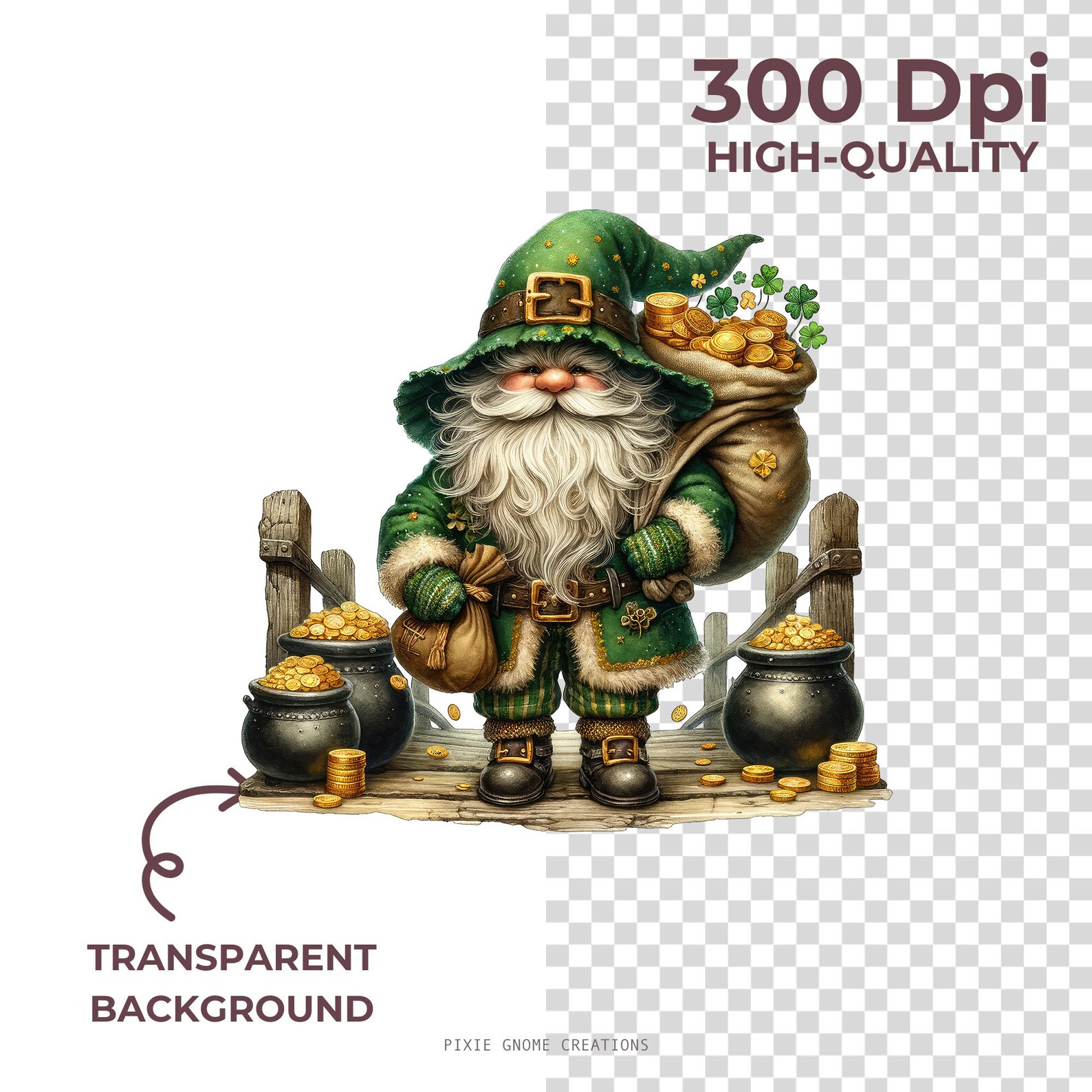 Watercolor St Patricks Day Gnomes Png, Cute Gnomes Clipart, Patrick Day ...