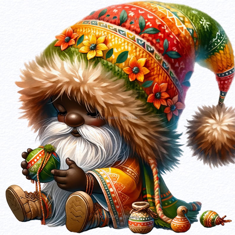 Watercolor African Gnome Gnome Png Clipart Bundle, Black History Month ...