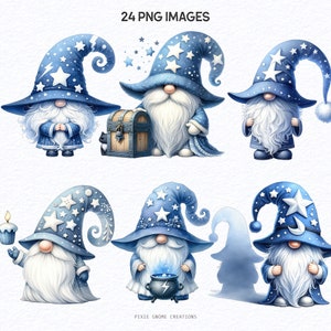Watercolor Wizard Magic Gnome Clipart PNG Bundle, Fantasy Clipart ...