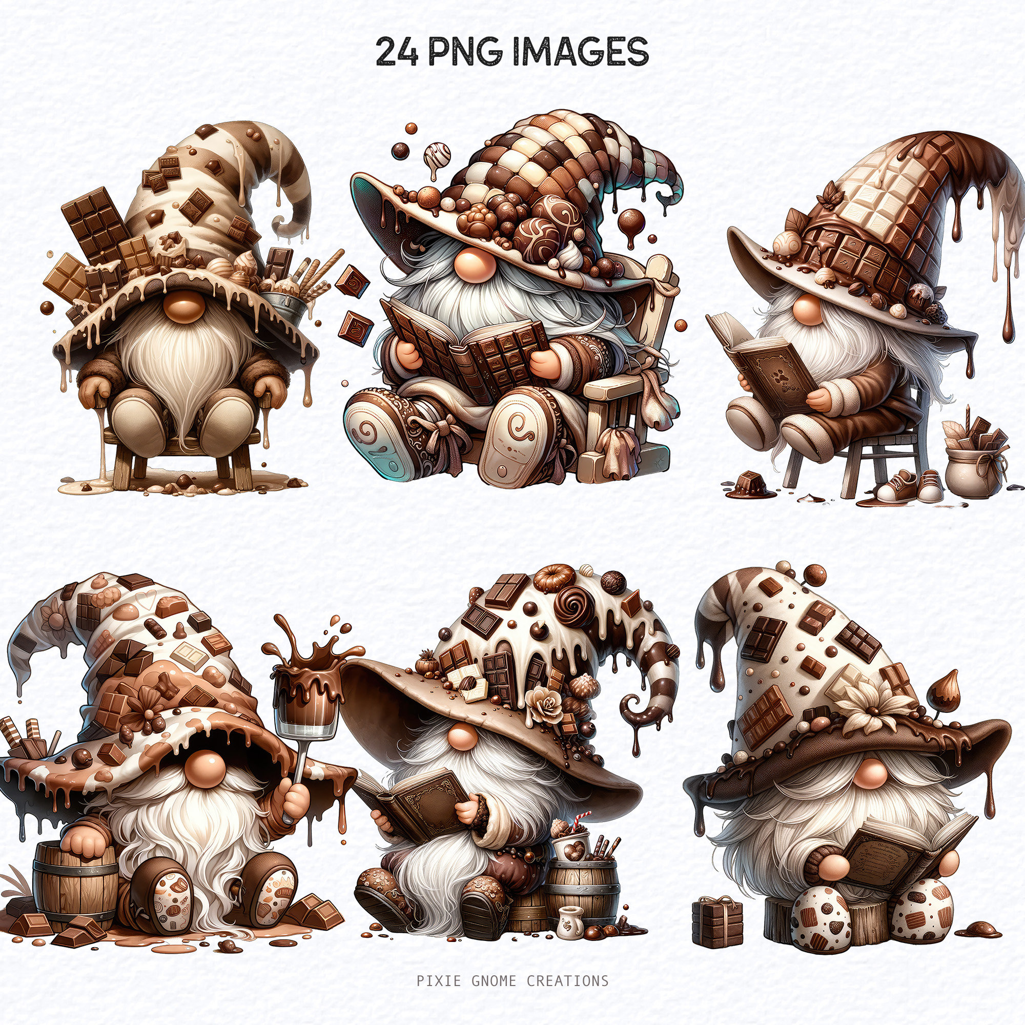 Watercolor Chocolate Gnome Clipart Bundle Png, Easter Chocolate Gnome ...