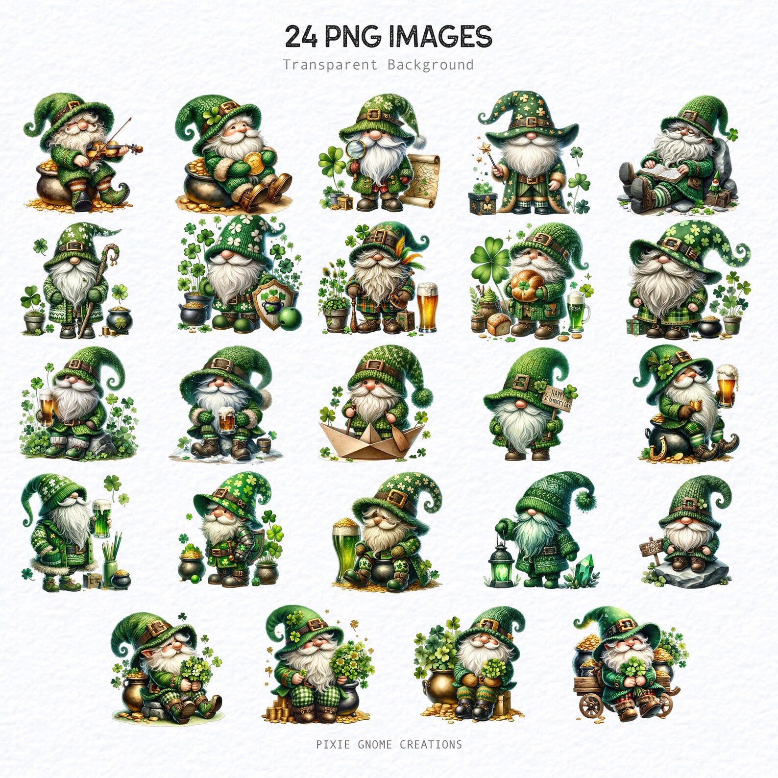 Watercolor St Patricks Day Gnomes Png, Cute Gnomes Clipart, Patrick Day ...