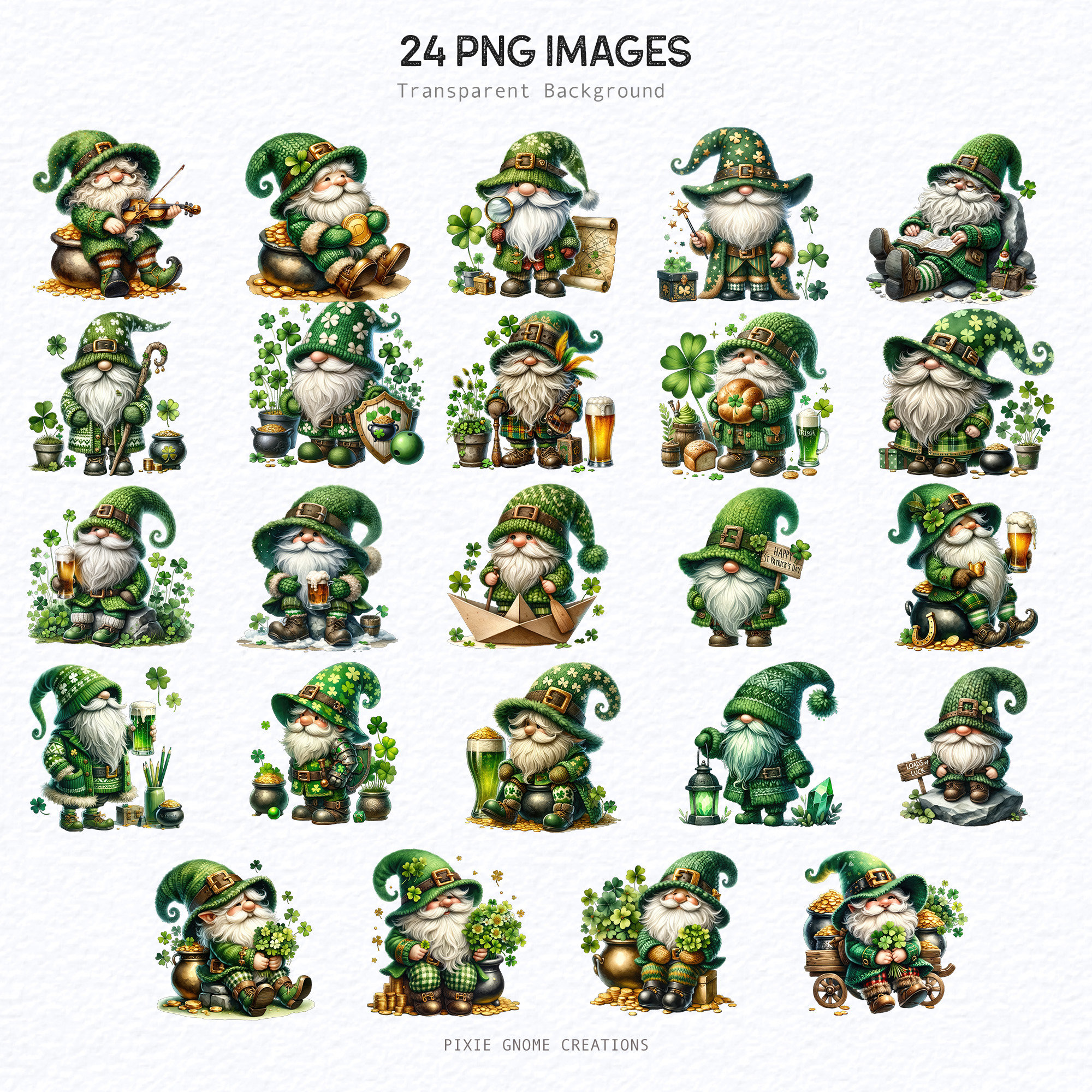 Watercolor St Patricks Day Gnomes Png, Cute Gnomes Clipart, Patrick Day ...