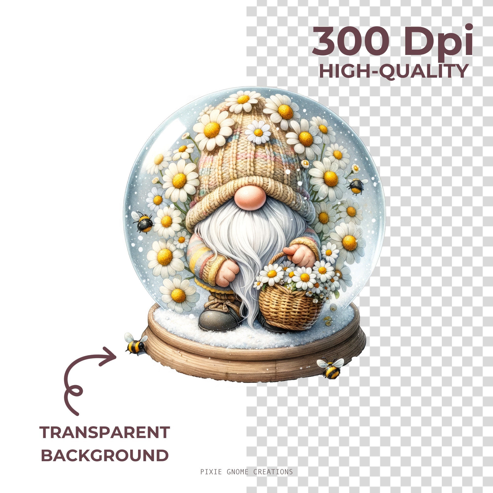 Watercolor Flower Bumble Bee Daysi Gnome Clipart Bundles, Sunflower ...