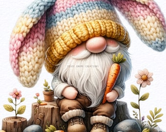 Watercolor Easter Gnome Png Clipart Bundle, Garden Clipart, Spring ...