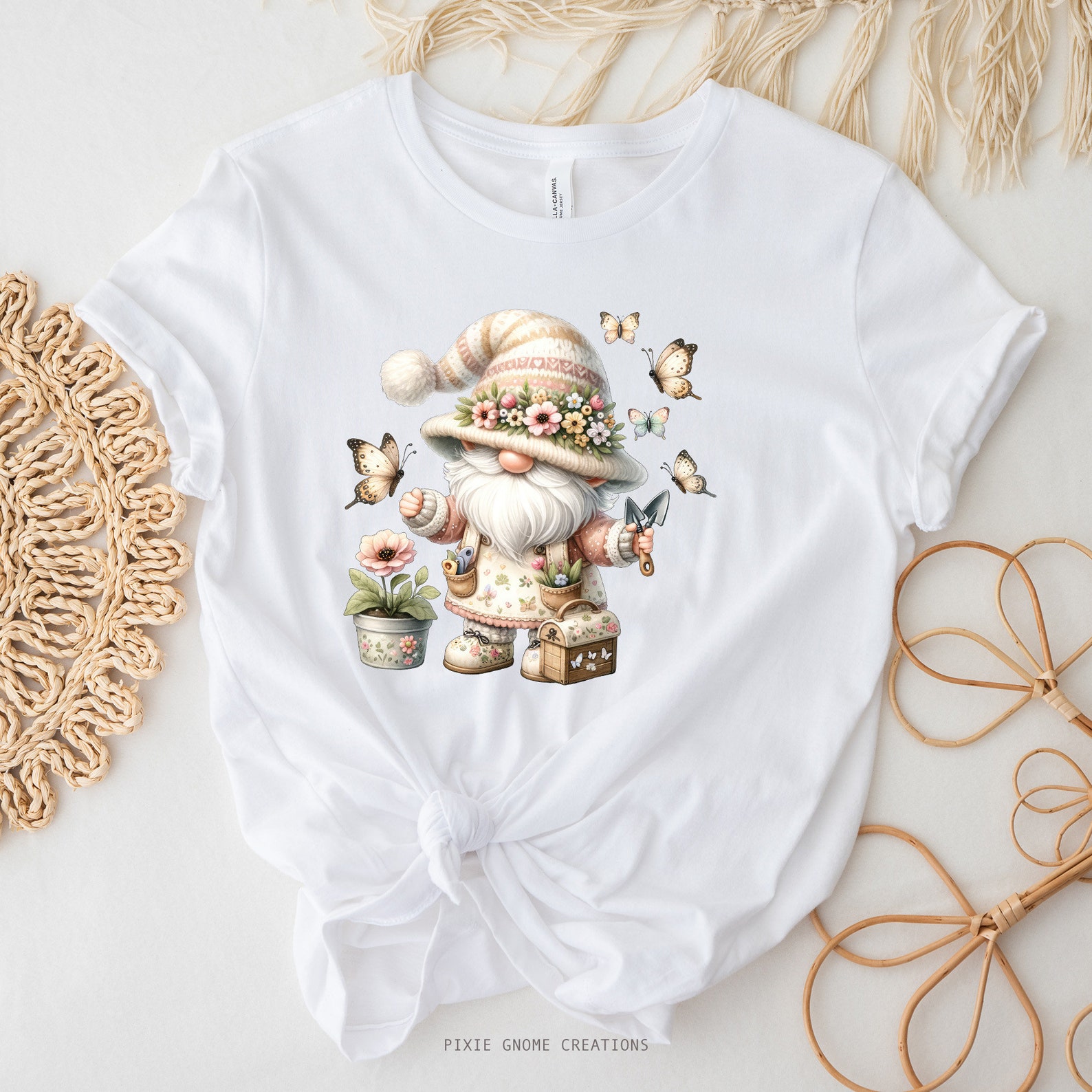 Watercolor Garden Gnome Clipart PNG Clipart Bundle, Gnome With Flowers ...