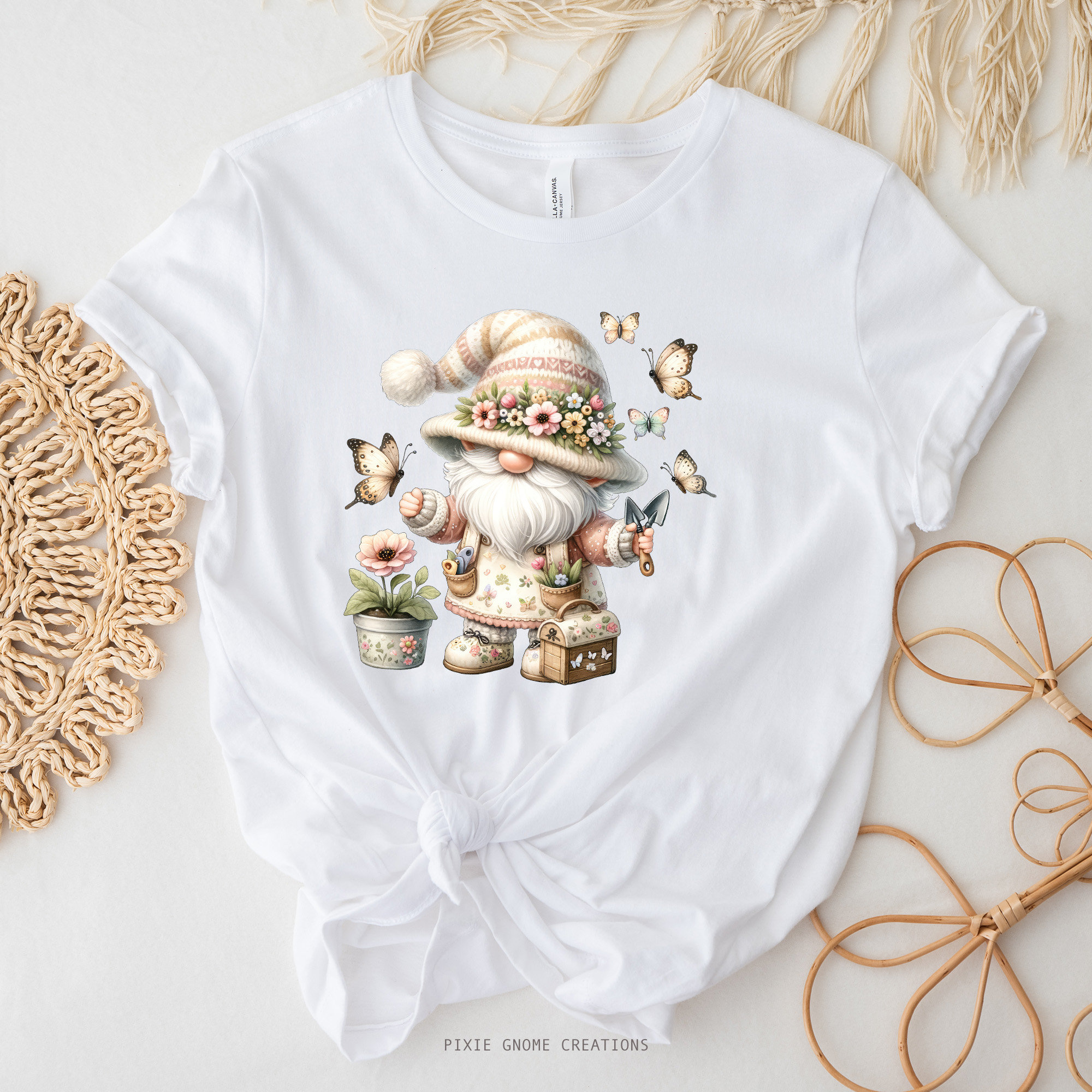 Watercolor Garden Gnome Clipart PNG Clipart Bundle, Gnome With Flowers ...