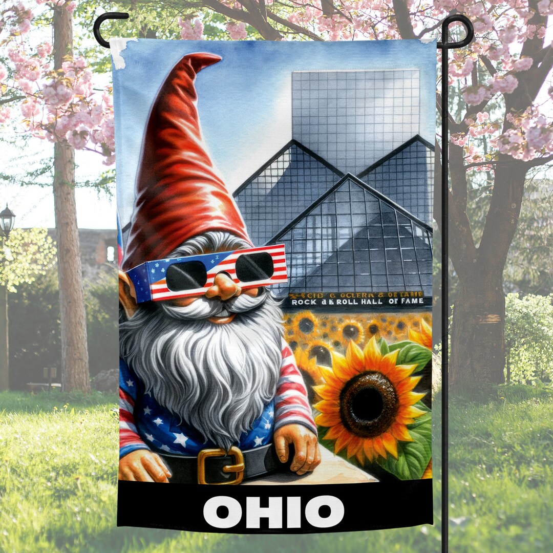 Ohio Total Solar Eclipse 2024 Gnome Garden Flag, 2024 Solar Eclipse ...