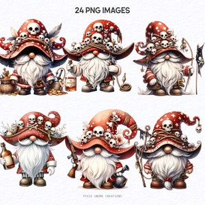 Watercolor Pirate Captain Nautical Gnome Clipart Bundle Png, Fantasy ...