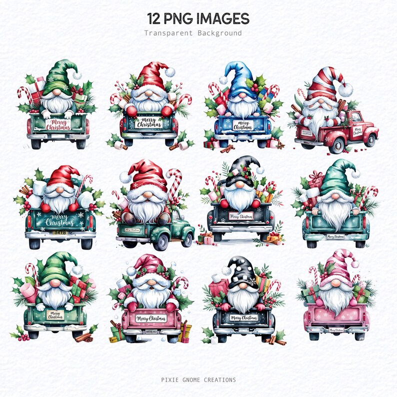 Watercolor Christmas Gnome Clipart PNG Bundle, Gingerbread Man ...