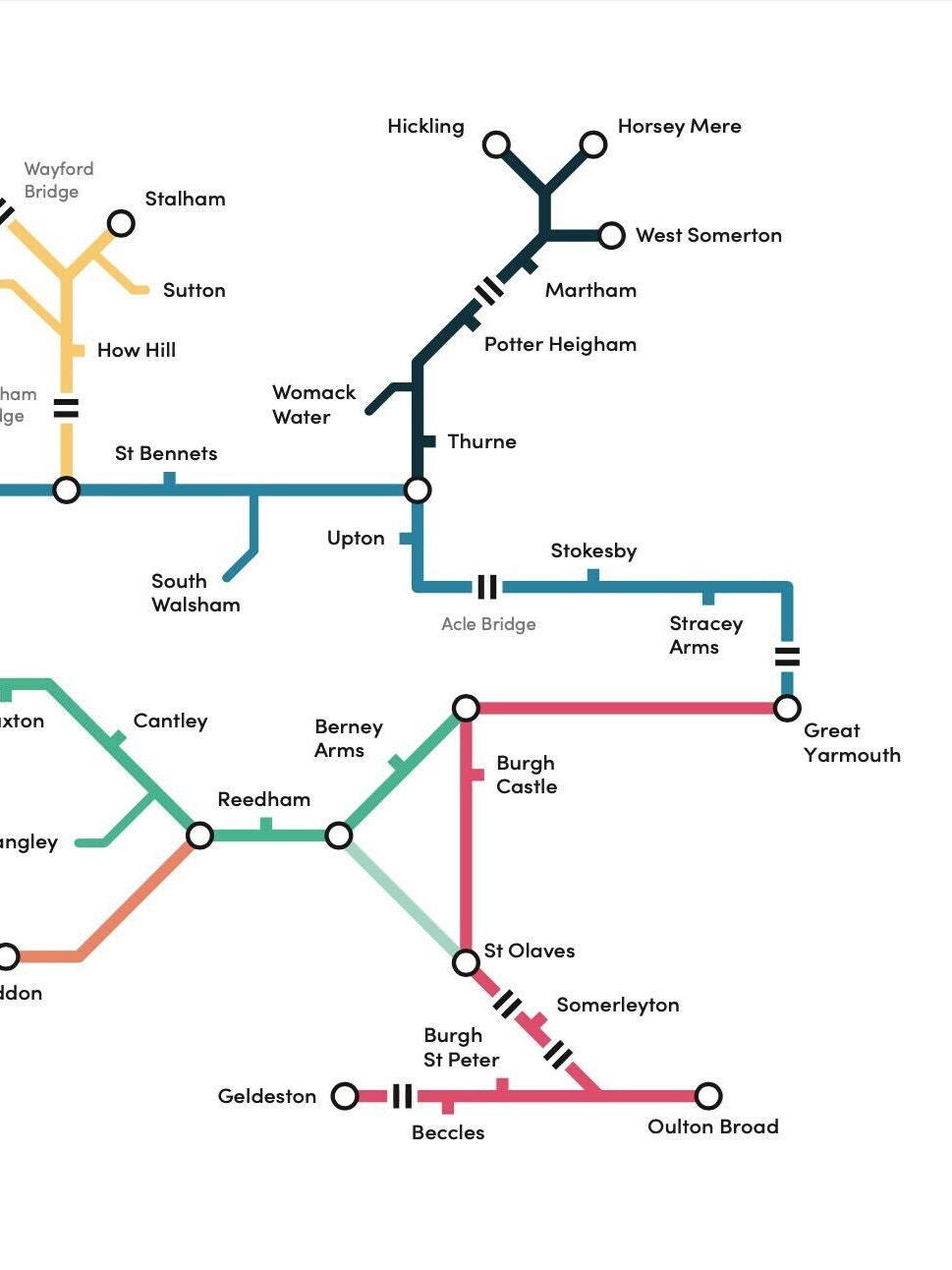 Norfolk Broads River Map - Etsy