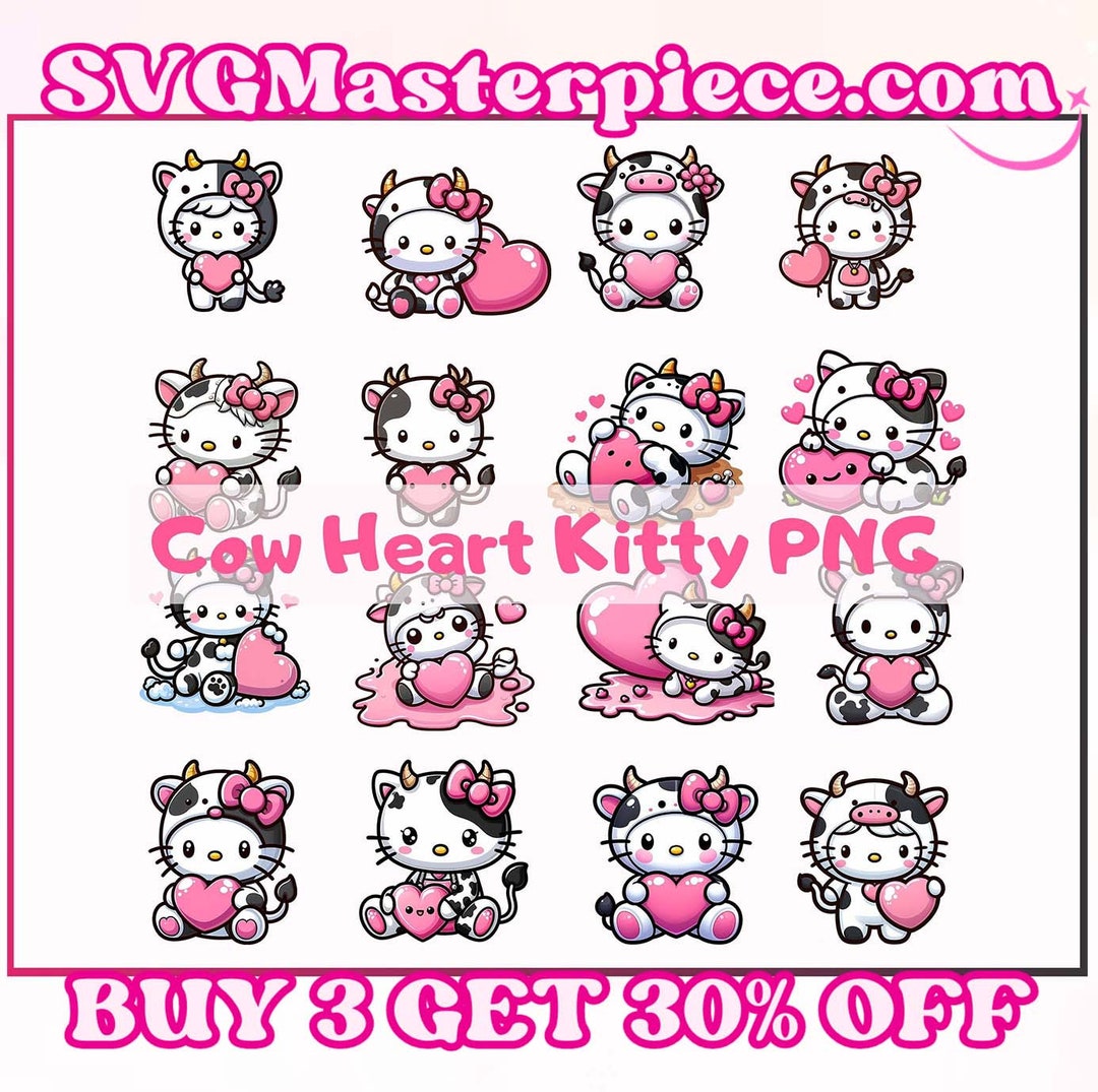 Cow Kitty Png Bundle, Cute Country Valentine Png, Hello Heifer Png ...