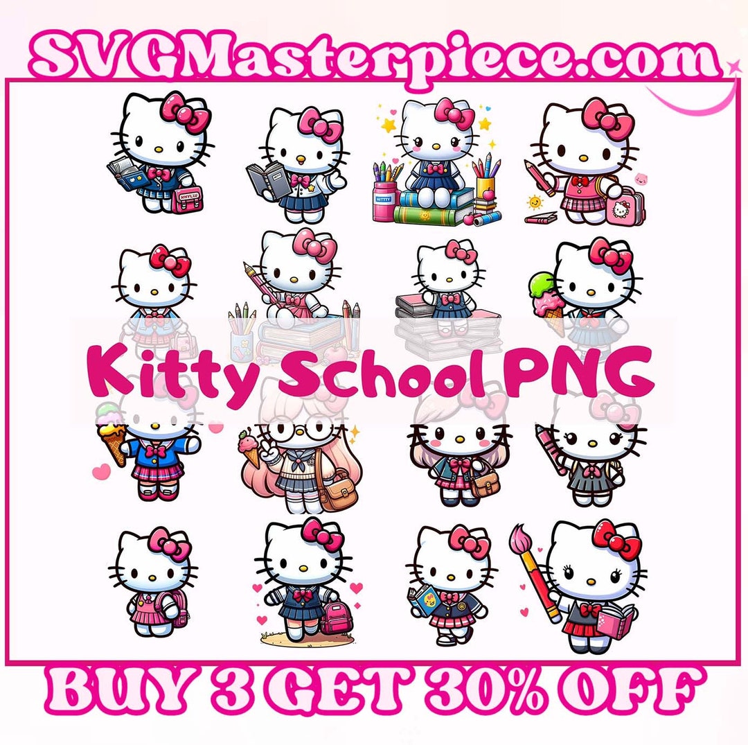 Hello School Girl Kitty PNG School Books Pink Heart Kitty Png Love Png ...