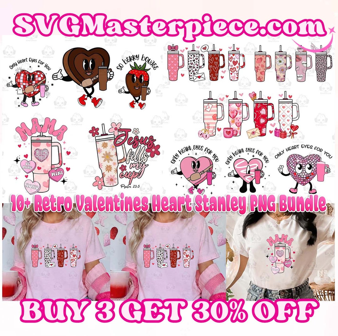 10 Retro Valentines Heart Stanley PNG Bundle, Boujee Valentine Png ...
