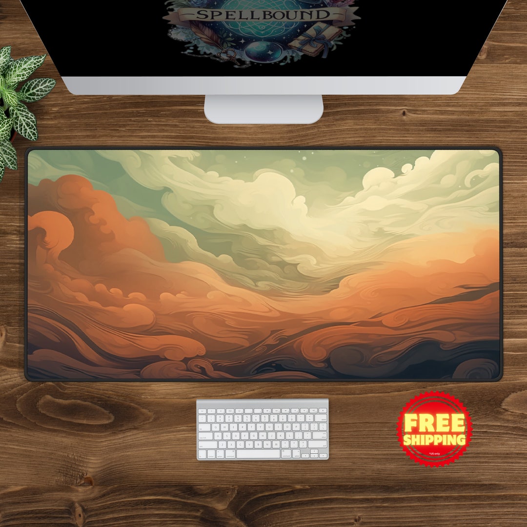 Earthtone Desert Swirling Clouds Desk Mat Aesthetic Office Decor ...
