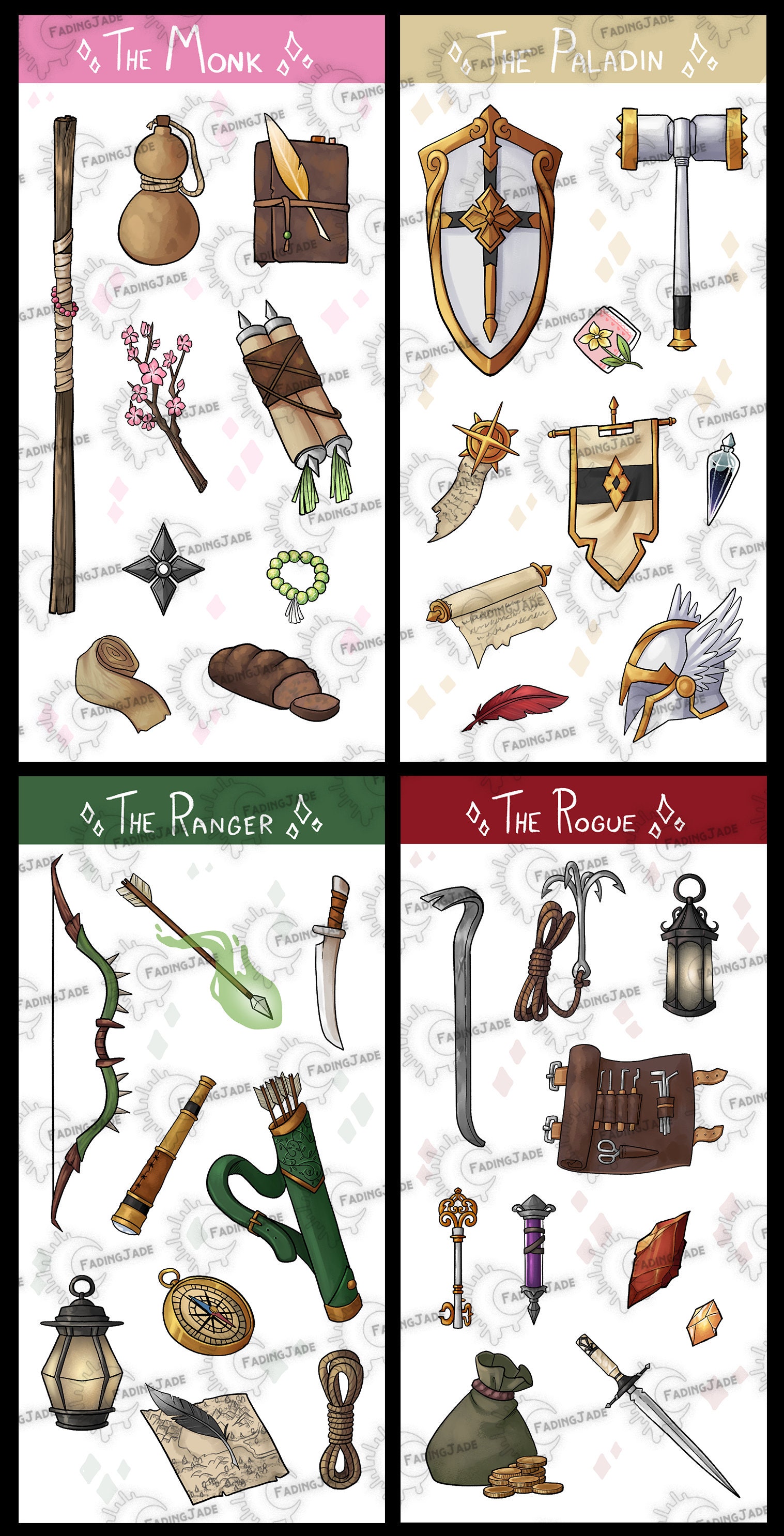 Dungeons & Dragons Class Themed Inventory Sticker Sheet - Etsy