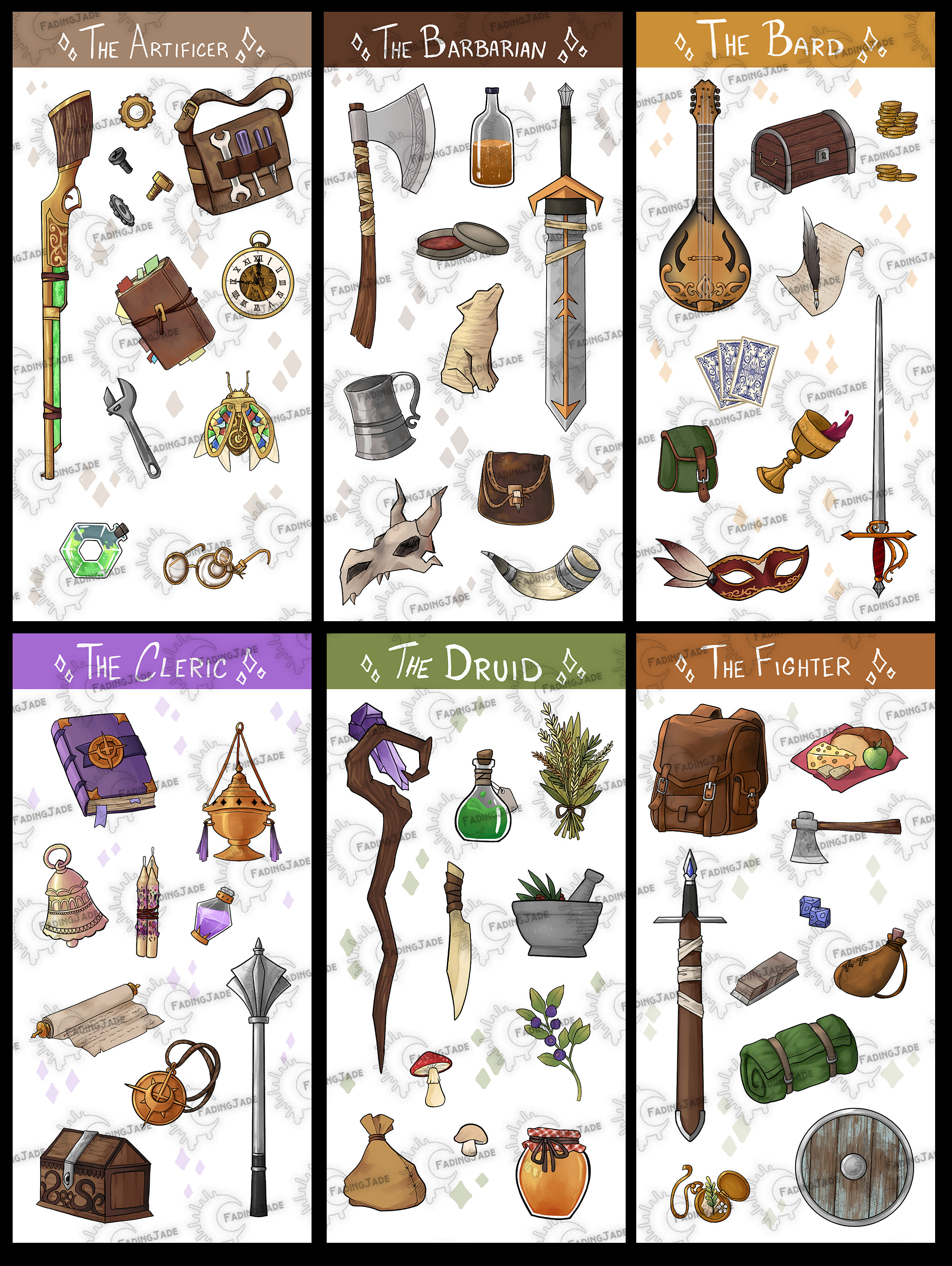 Dungeons & Dragons Class Themed Inventory Sticker Sheet - Etsy