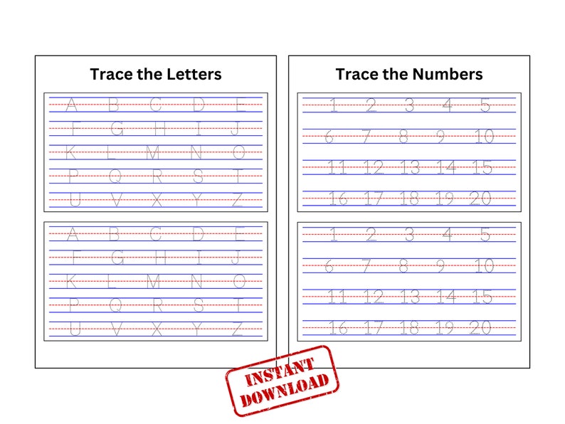 Abcs and 123s Learning Bundle Uppercase Letters and Numbers Tracing ...