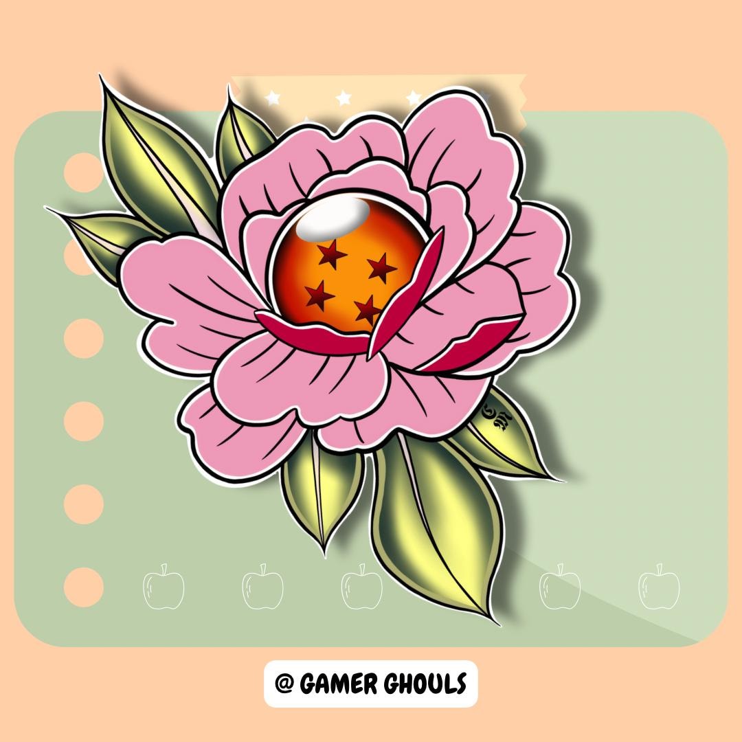 American Traditional Flower Dragonball Sticker Glossy Finish - Etsy