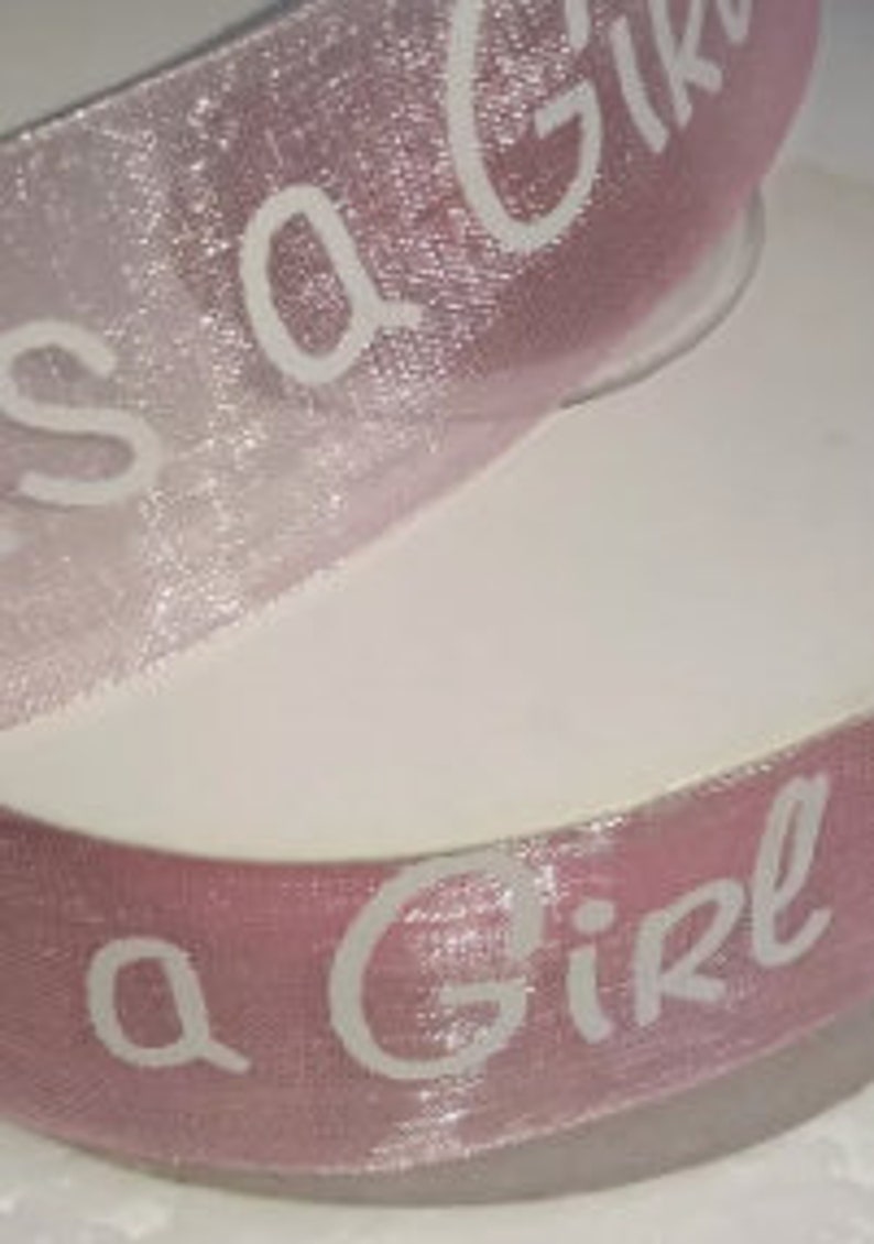 Baby Shower Ribbon Blue Pink It's a Boy, Girl Organza Cake Party Wrap ...