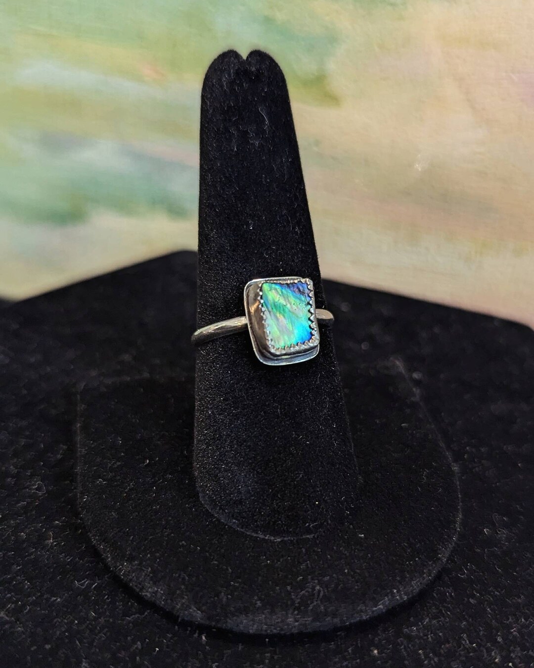 Abalone Single Band Ring, .925 Sterling Silver Statement - Size 8.5 - Etsy