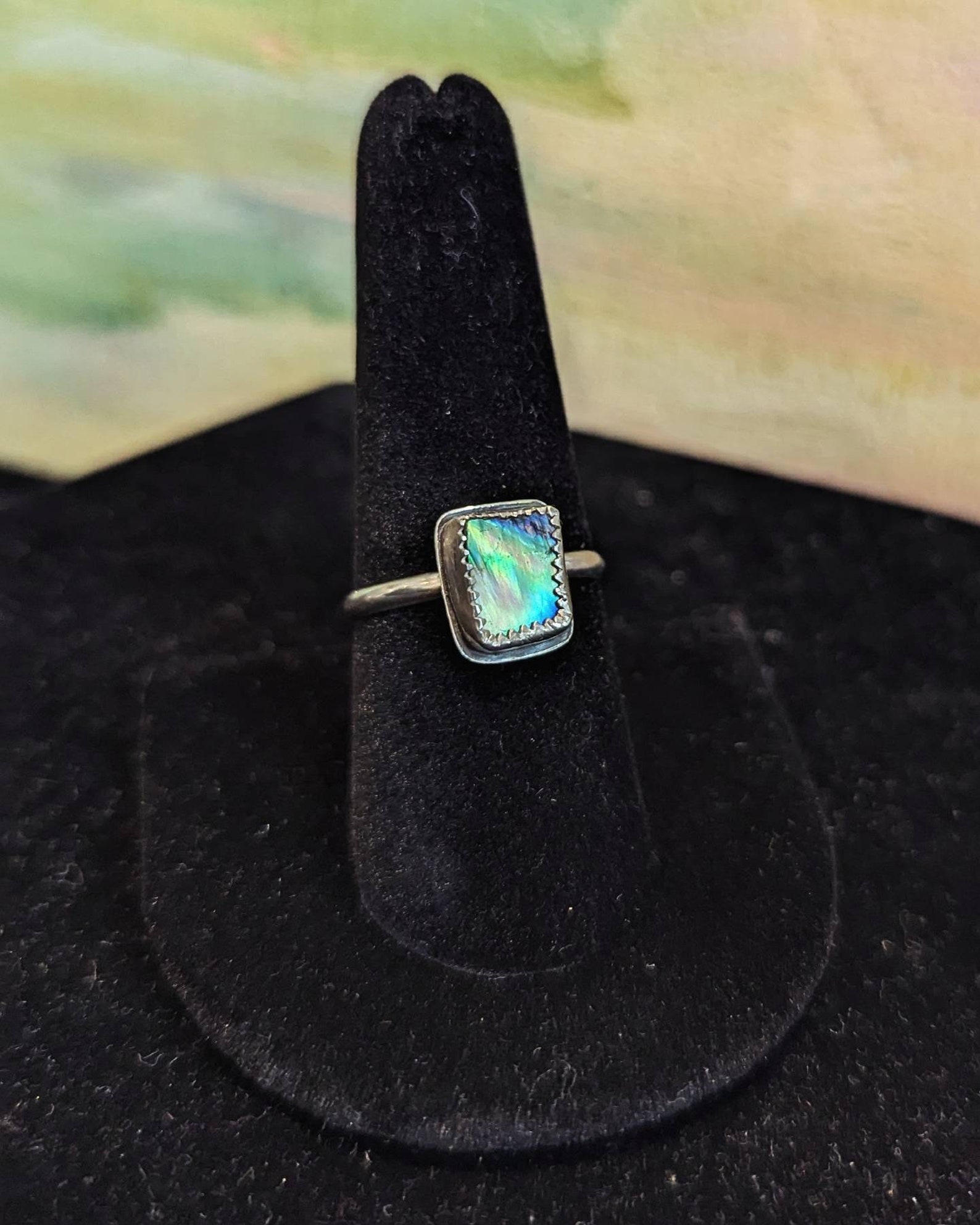Abalone Single Band Ring, .925 Sterling Silver Statement - Size 8.5 - Etsy