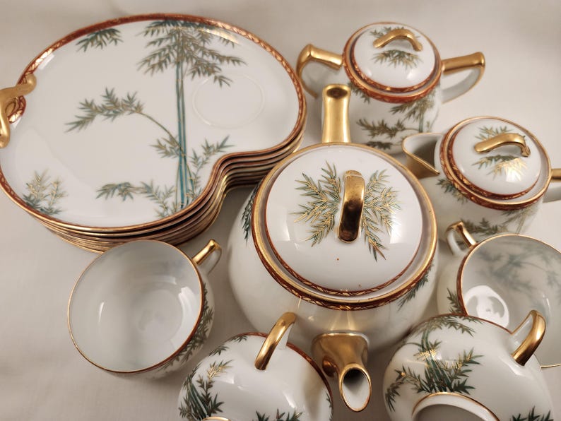 Rare Full Set Vintage 1950's Japan Fine Soko China Hand Painted Gold ...