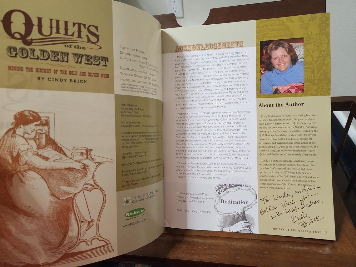 Vintage Quilting Book: Golden West History, Signed by Cindy Brick - Etsy