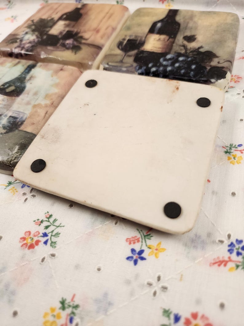 Wine Grapes Ceramic Coasters | Vintage Set of 4 - Etsy