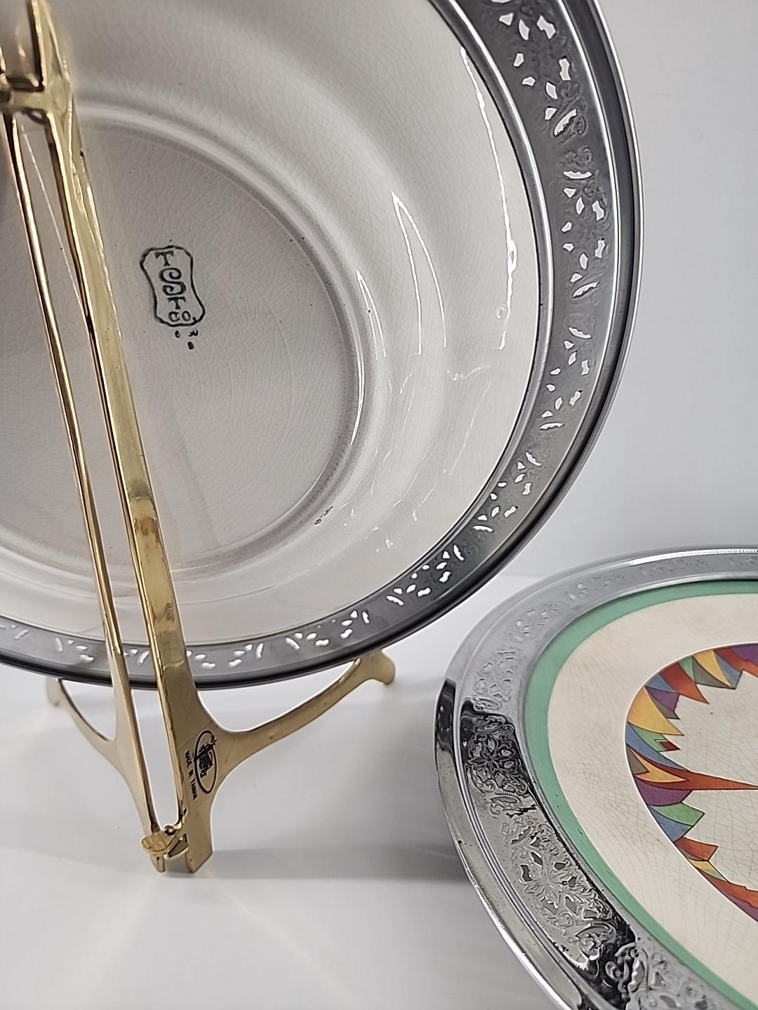 Art Deco Plate With Geometric Triangular Patterns, Antique Hall China ...