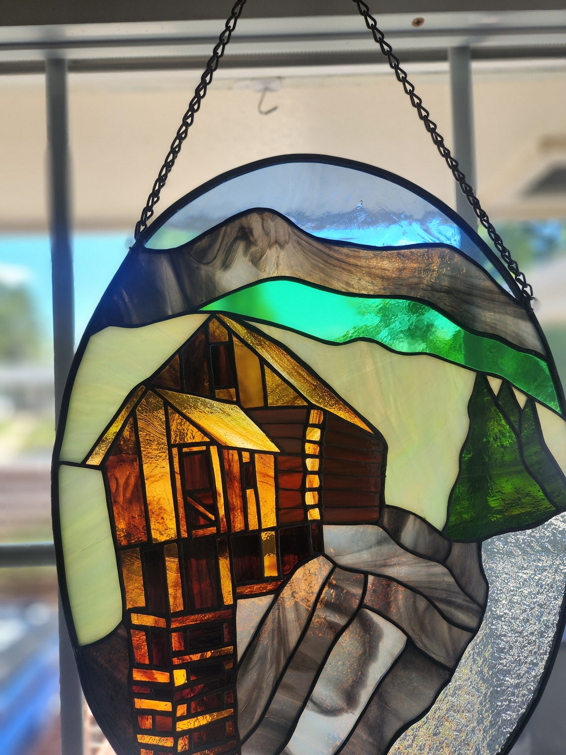 Vintage Crystal Mill Stained Glass Suncatcher | Aspen, Maroon Bells (16 ...