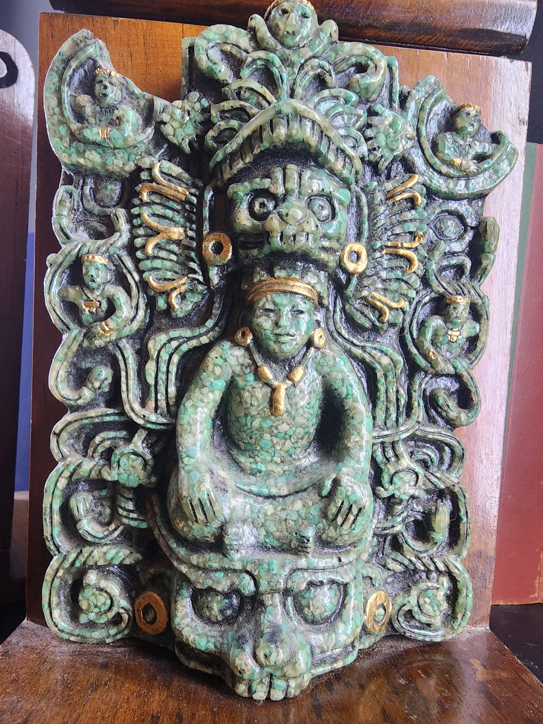 Extremely Rare and Antique D'argenta Mayan Gods Aztec Jade and Wood ...