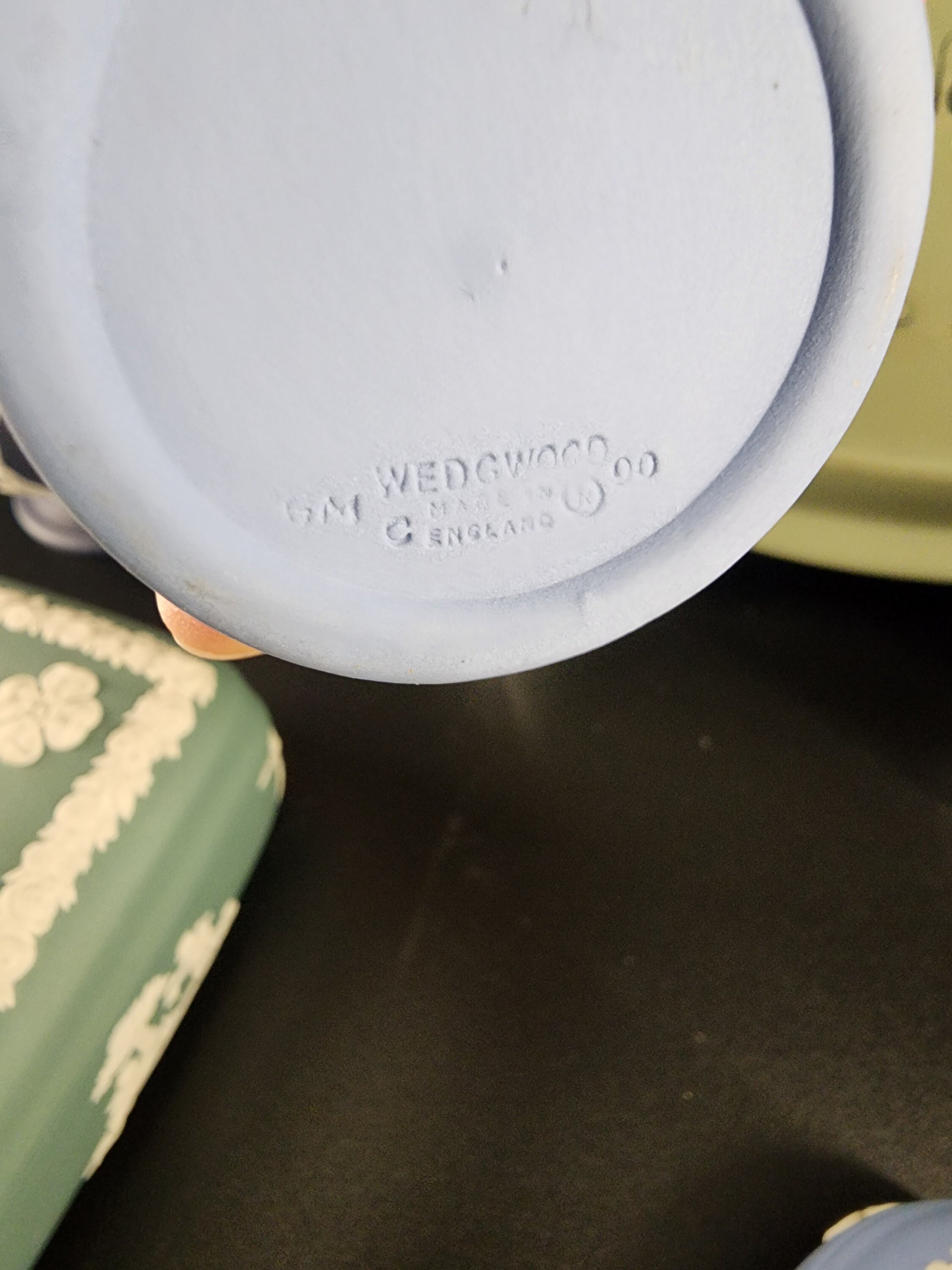 Vintage Made in England Wedgewood Blue Jasperware Ring Box Tranket Box ...