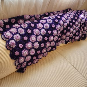 Purple 3D Daisy Afghan Handmade Crochet Throw Blanket (54”x46”) - Etsy