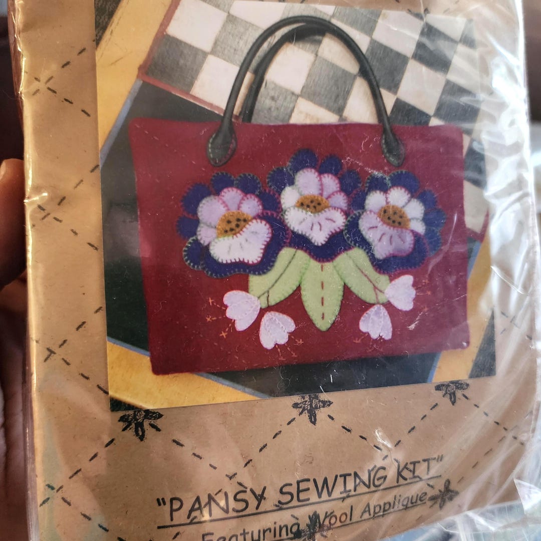 Wool Craft Kit Pansy Sewing Kit Featuring Wool Applique - Etsy