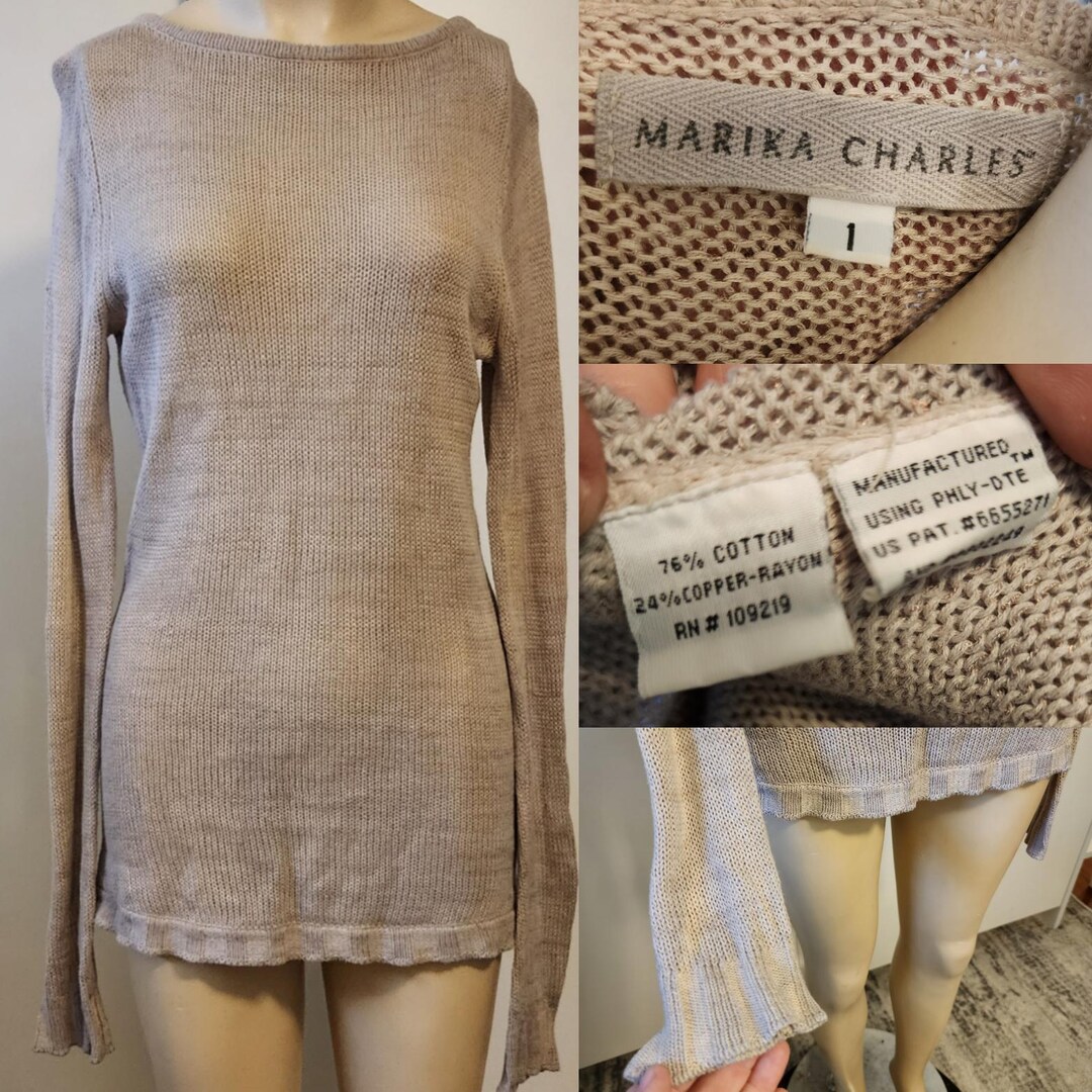 S Beige Long Sleeve Marika Charles Sweater (now MA+CH) Art-focused ...