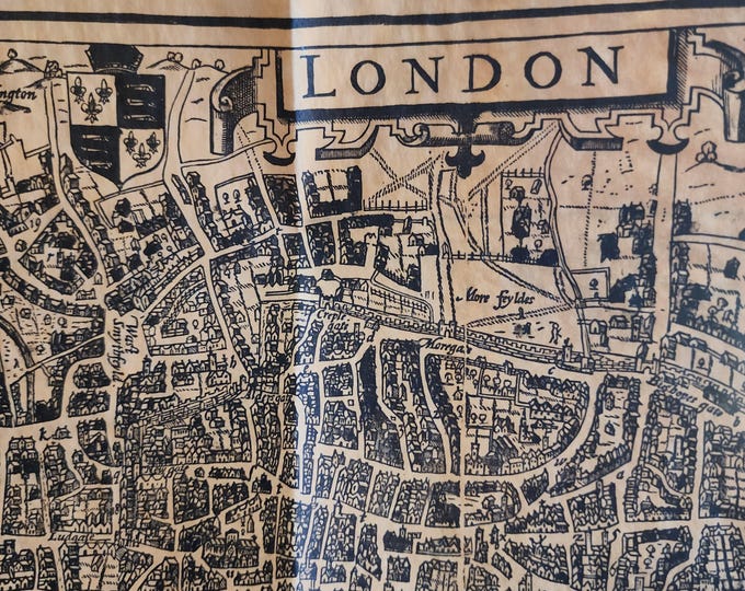 Old Map of London 1593 - Authentic Replica on Antique Parchment - Etsy