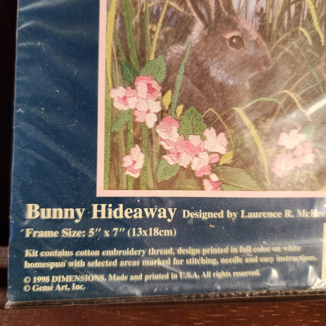 Vintage Crewel Embroidery Kit Bunny Hideaway Designed by Laurence R ...