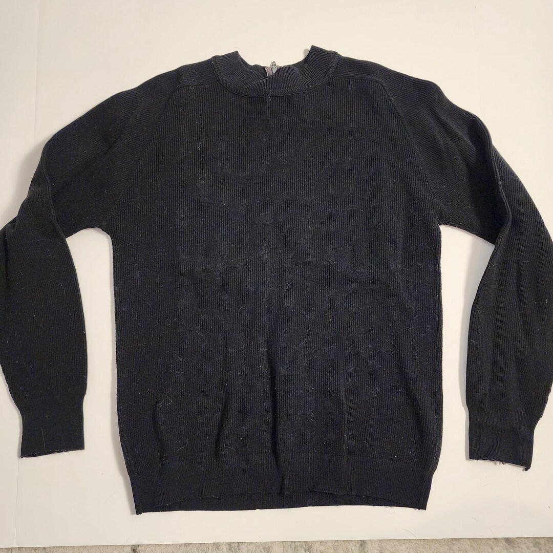 S Vintage 90s Designers Originals Black Tight Knit Sweater Crew Neck ...