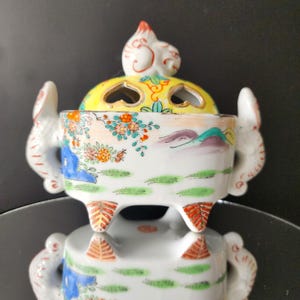 Vintage Japanese Incense Burner Hand Painted Porcelain Incense Bowl ...