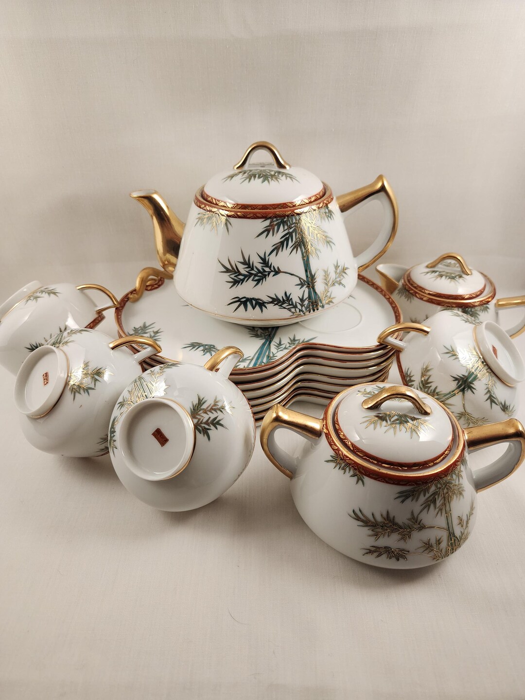 Rare Full Set Vintage 1950's Japan Fine Soko China Hand Painted Gold ...